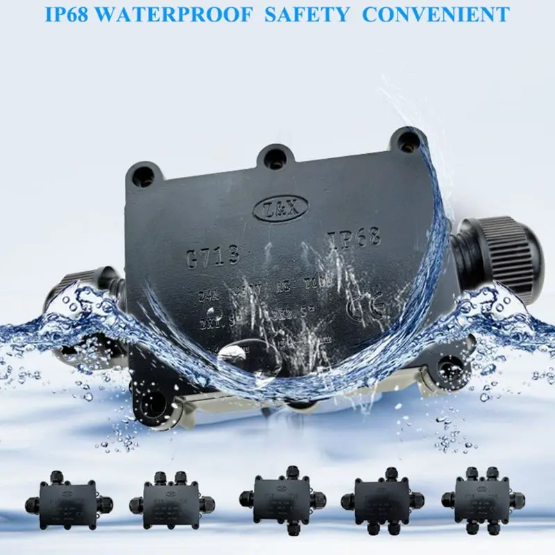 Junction Box IP68 Waterproof UV Sunproof Outdoor Multiple ways Plastic ...