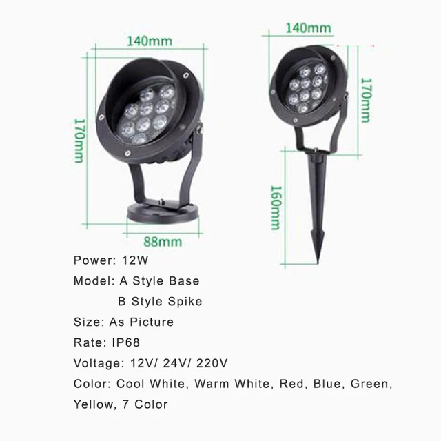 LED Outdoor Spotlight 12V/24V/220V Floodlight Garden Landscape Wall ...