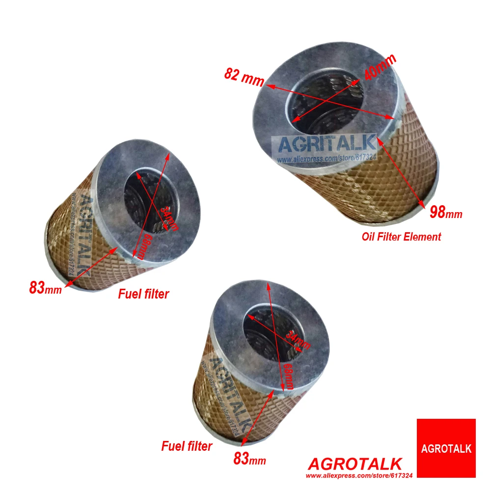 Set of fuel filter and oil filter element for Shanghai 495A / 4100A ...