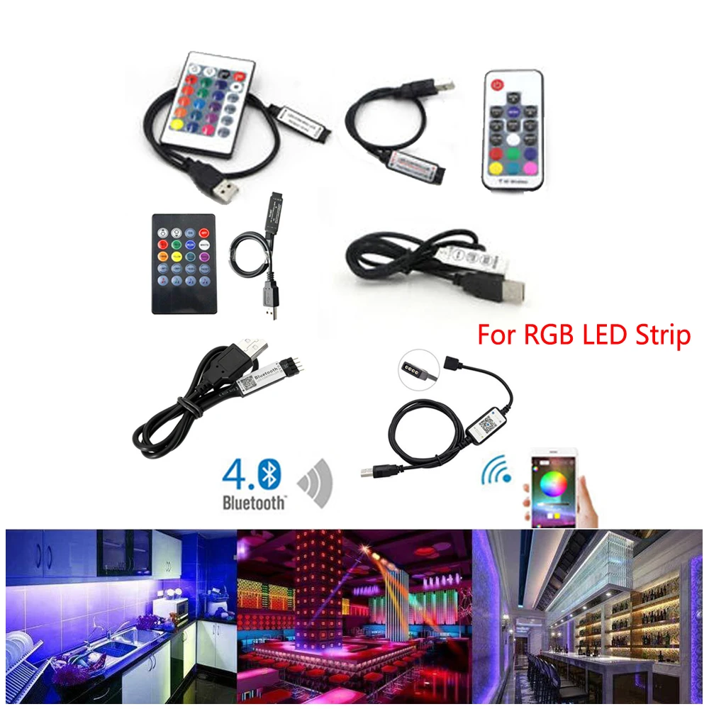 Dc 5v Usb Powered Wifi Bt Controller 4 Pin Led Controller Ir Rf Remote ...