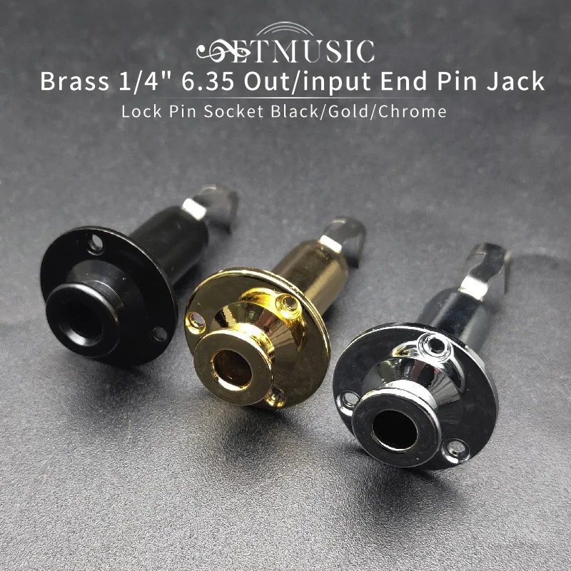 Brass-1-4-6-35-End-Pin-Output-Input-Jack-Strap-Lock-Pin-Socket-For ...