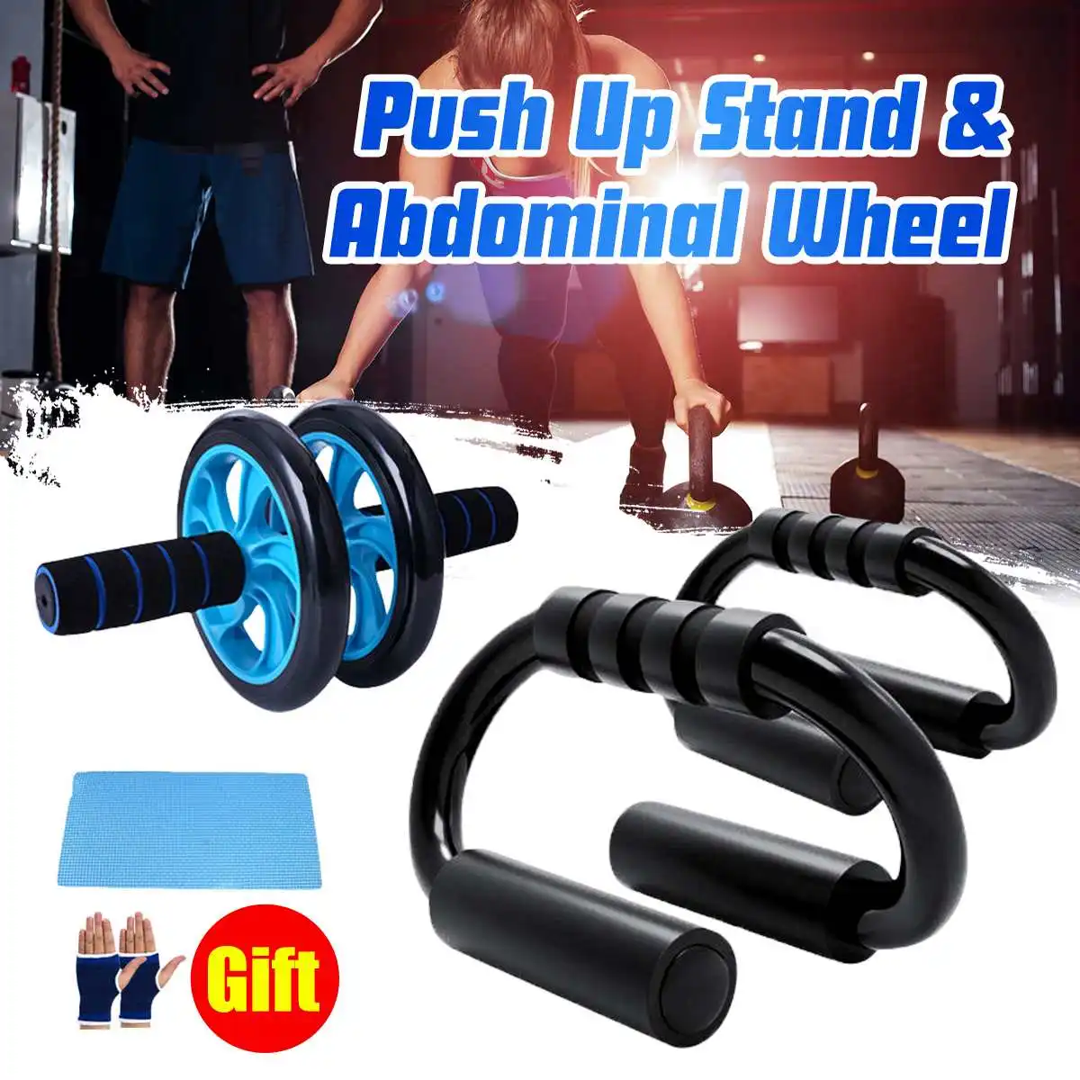 Ab Roller With Mat Gym Training Muscle Exercise Equipment Home Fitness ...