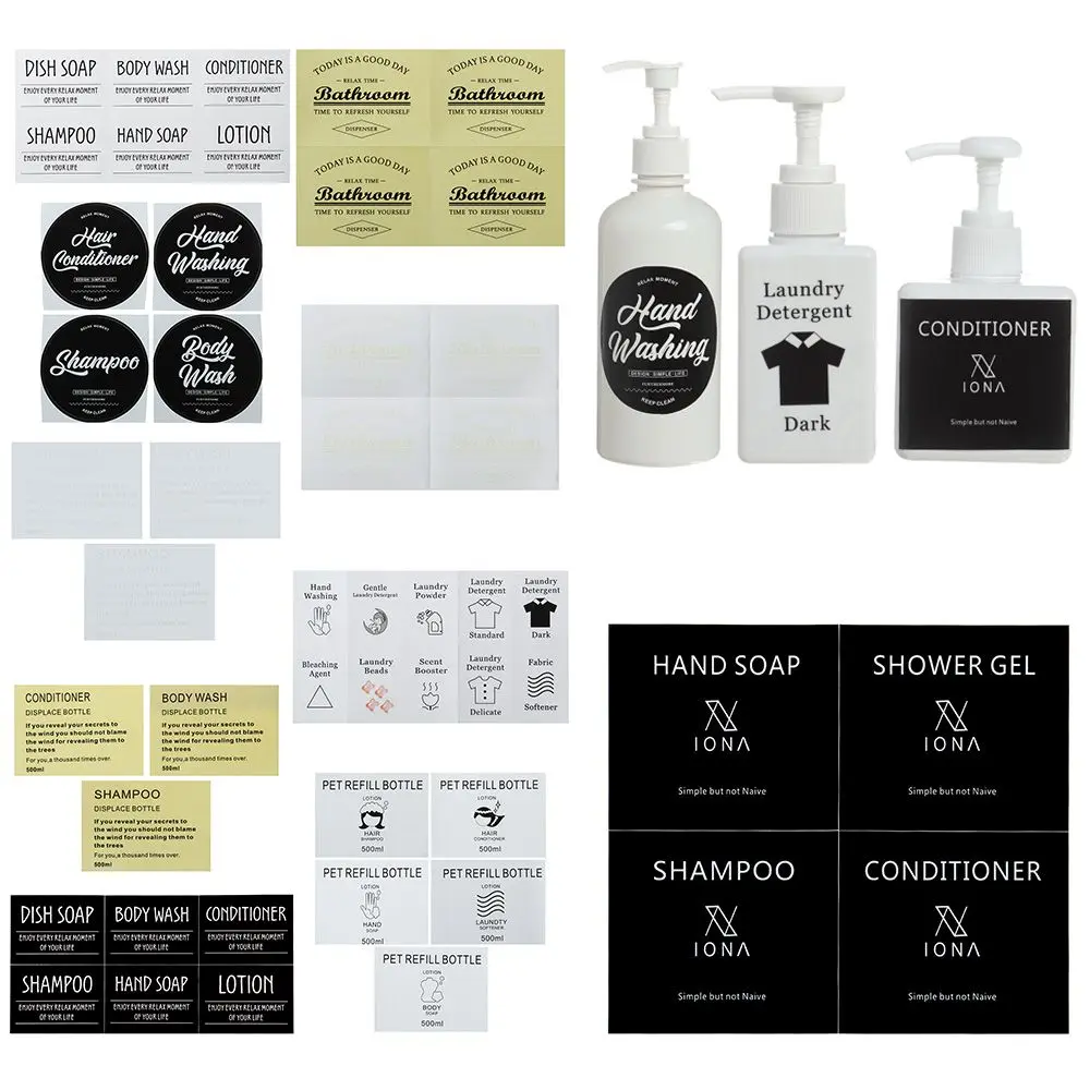 Self-adhesive-Refillable-Bottles-Marker-Stickers-Shampoo-Conditioner ...