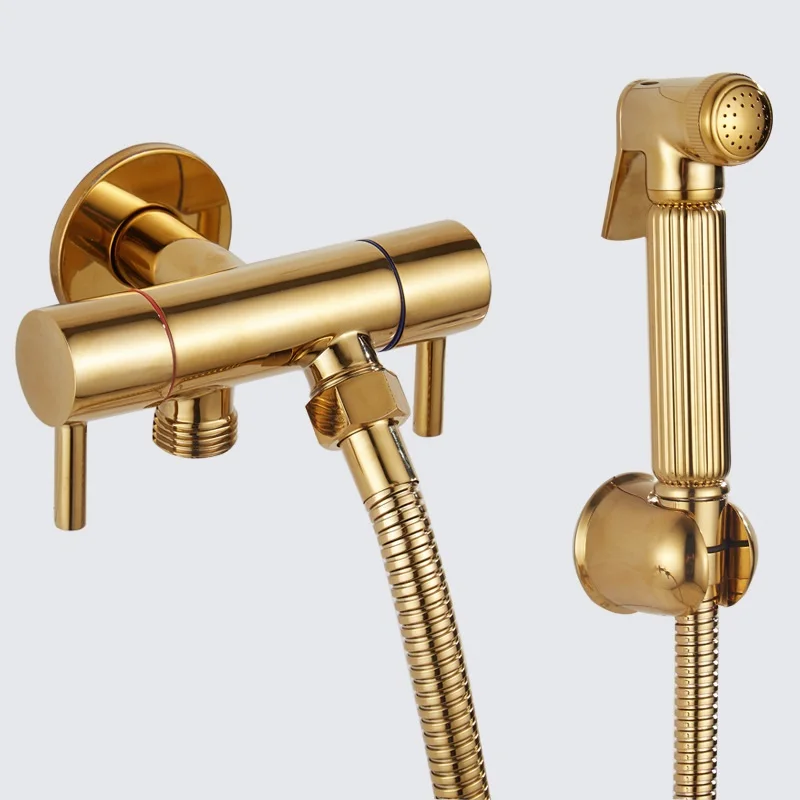 Solid Brass Golden Bidet Bathroom Hand Shower Bidet Toilet Sprayer ...