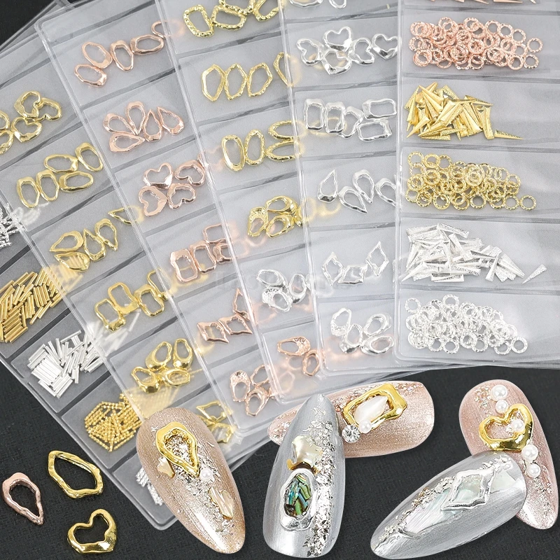 Mix 6 Shapes Various Curved Bar Irregular Metal Heart Frame Leaf ...