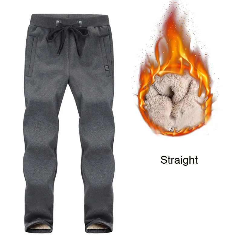 Winter-Pants-Men-Fur-Lined-Joggers-Thick-Sweatpants-Drawstring-Trousers ...