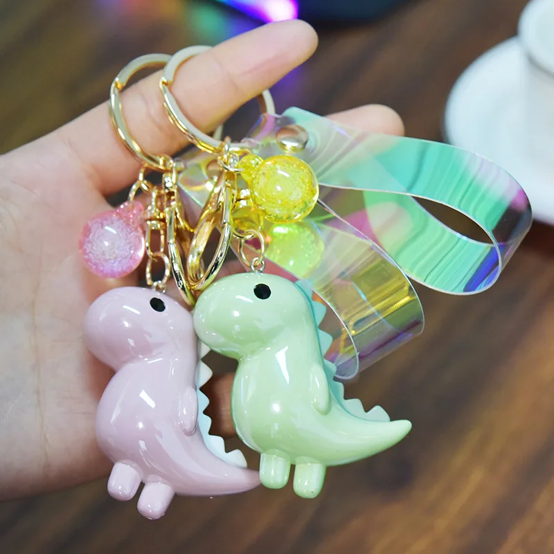 2020 Acrylic Dinosaur Keychains Cute Cartoon Dinosaur Key Chain Key ...
