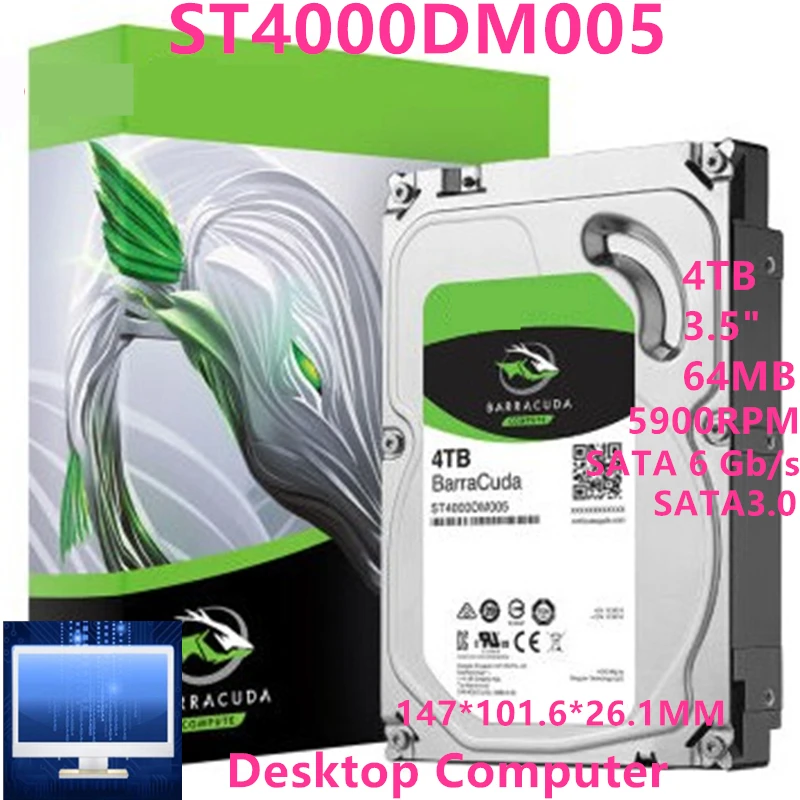 Original HDD For Seagate 4TB 3.5" SATA 6 Gb/s 256MB 5400RPM For ...