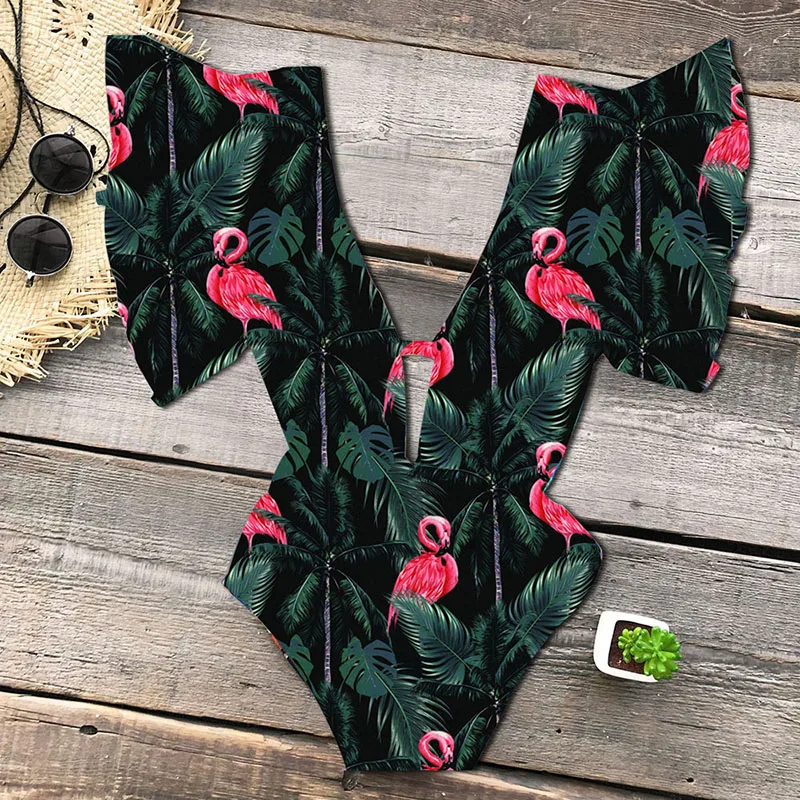 Sexy Off The Shoulder Ruffle One Piece Swimsuit 2019 New Swimwear Women ...