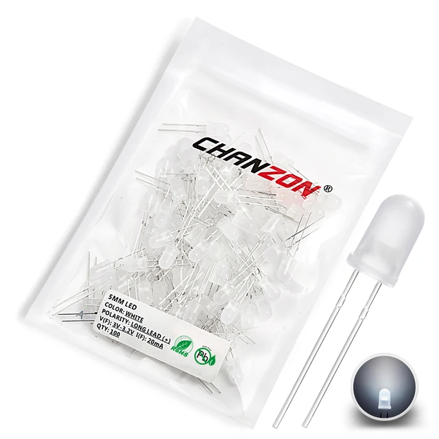 5mm Diffused LED Diode Kit Lamp Light Emitting Diode Bulb Indicator 5 ...