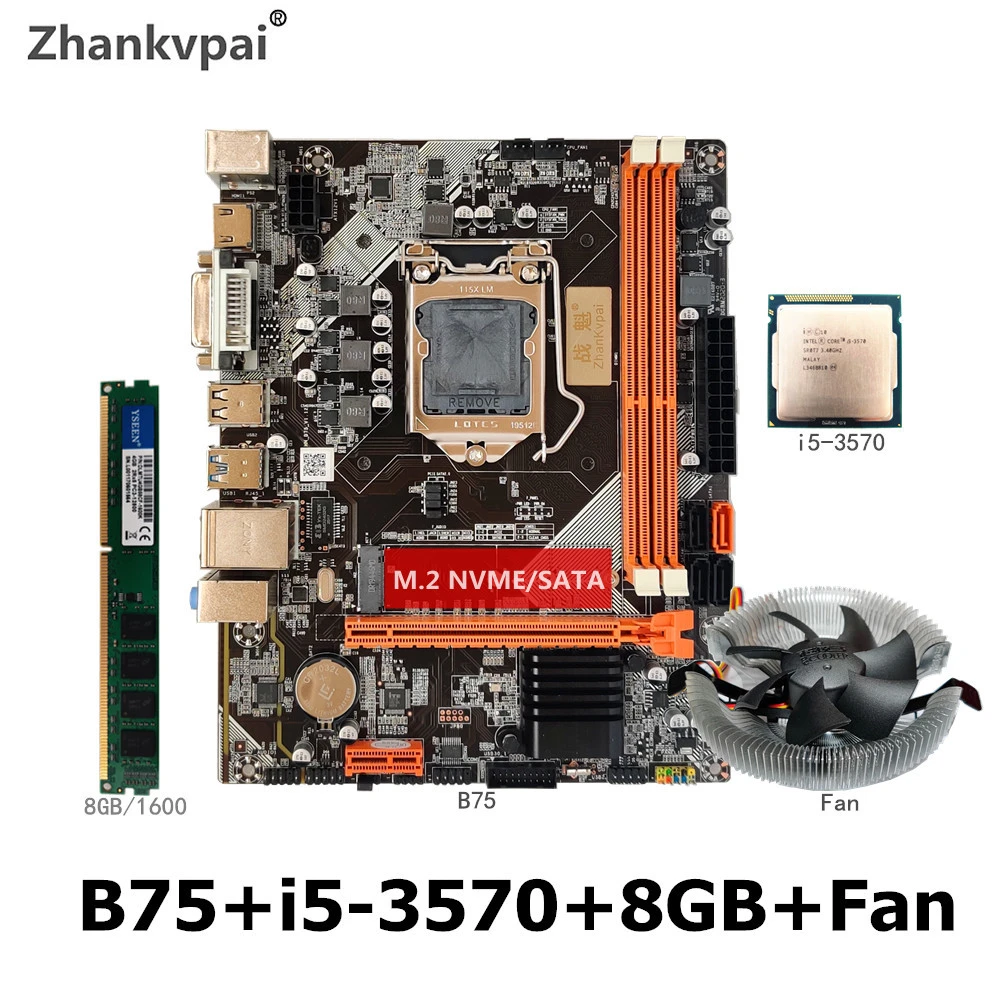 B75 LGA1155 Motherboard Set With Intel Core i5 3570 CPU 1Pcs*8GB ...