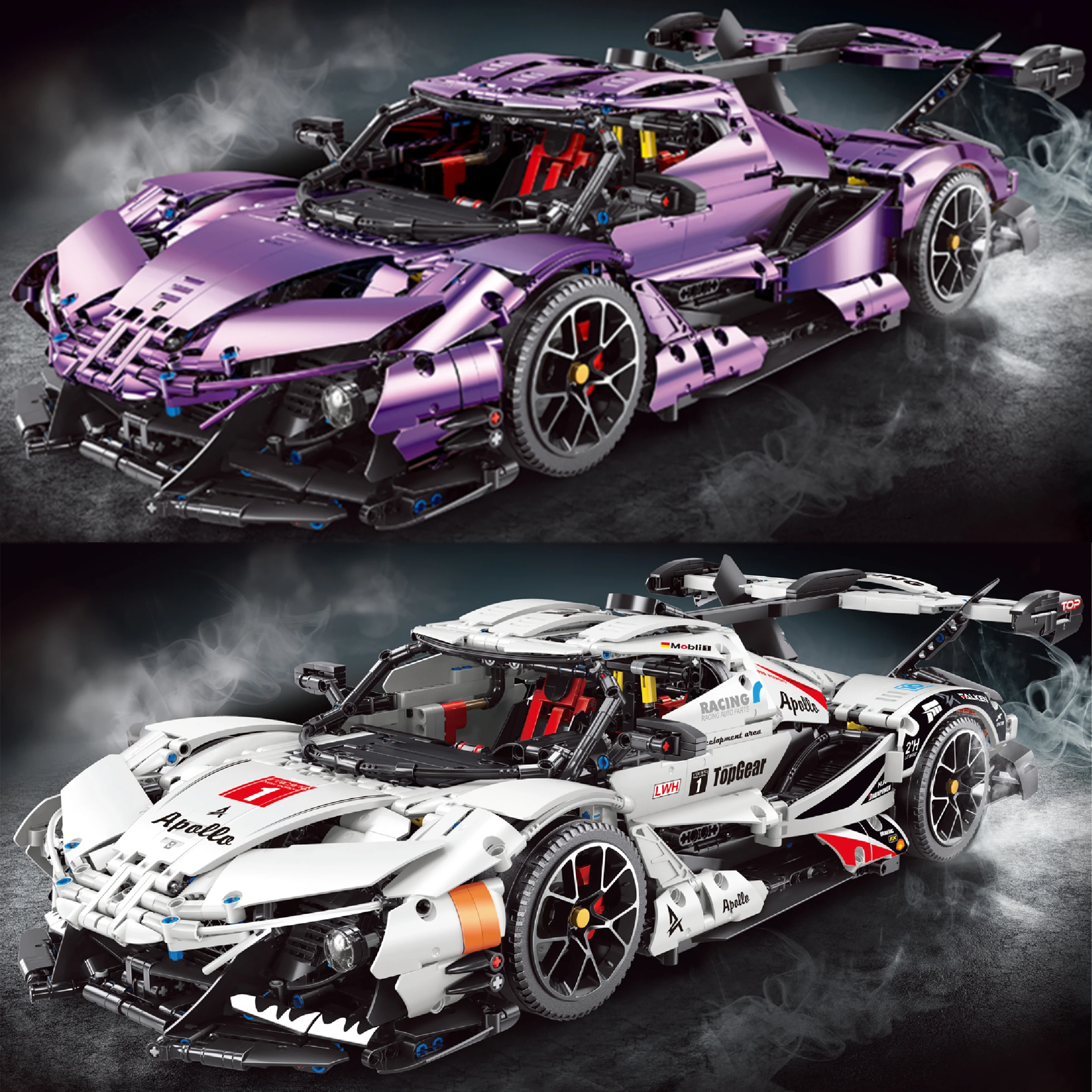 T5012 3668pcs High Tech RC Electroplating Purple Apolloed Super Sports ...