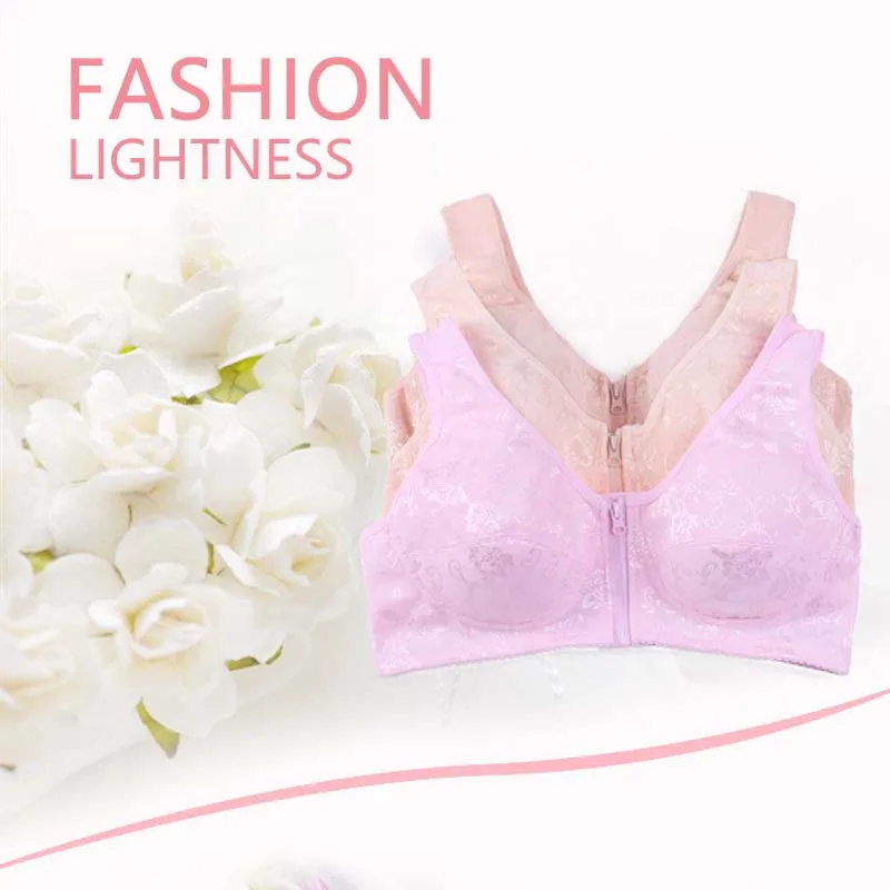Large Size Women Bra Front Zippers Bras Plus Size B Cup Push Up ...