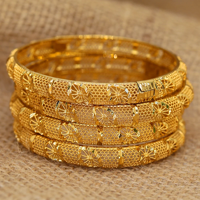 4pcs-lot-24K-Dubai-Bangles-For-Women-Ethiopian-Africa-Fashion-Gold ...