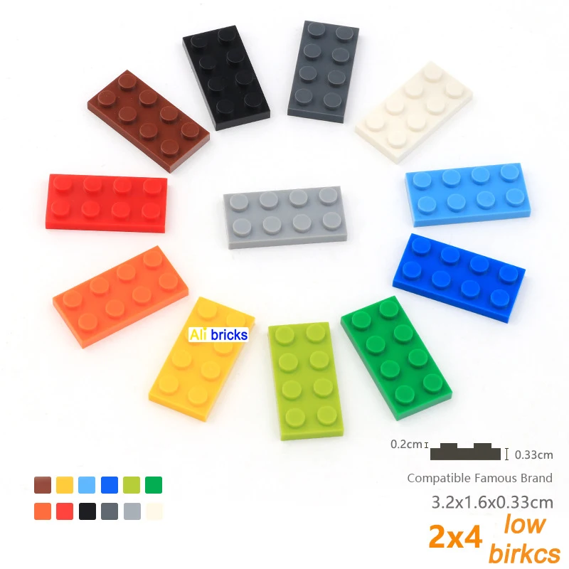 60pcs DIY Building Blocks Thin Figure Bricks 2x4 Dots Educational ...