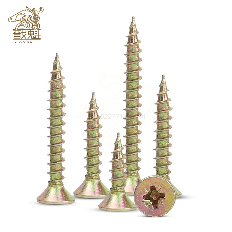 30 pièces vis à tête plate en panneaux de fibres de bois fraisées m3.5 m4 m5 jaune zingué vis à ...