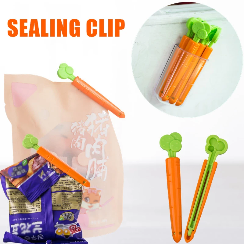 5pcs Carrot Food Bag Sealing Clip Fresh-keeping Clamp Sealer For Food ...