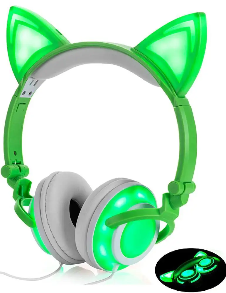 Складные проводные наушники, новинка, милые наушники с кошачьими ушками ...