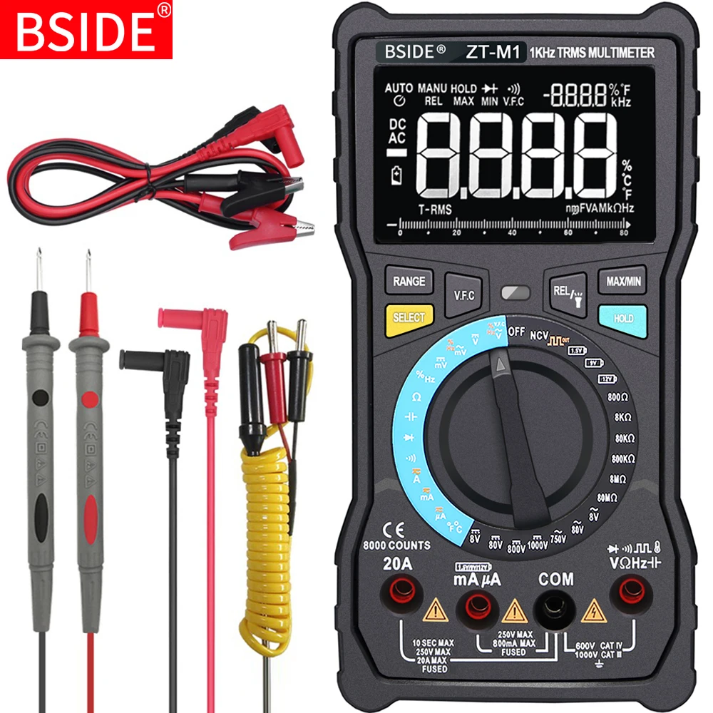 Profesional Digital Multimeter BSIDE ZT-M1 T-RMS Auto/Manual 8000 DC/AC ...