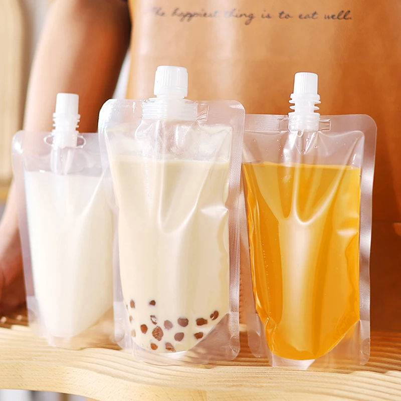 100pcs/lot Transparent Suction Nozzle Self-supporting Milk Tea Beverage ...