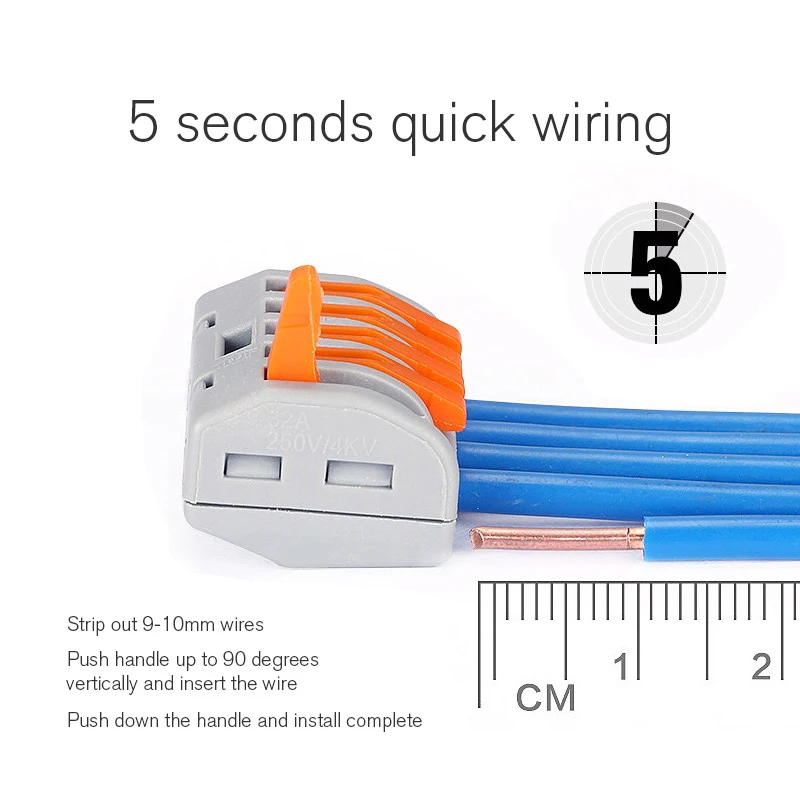 100pcs 5pin Mini Wire Connectors Universal Compact Wiring Connector ...
