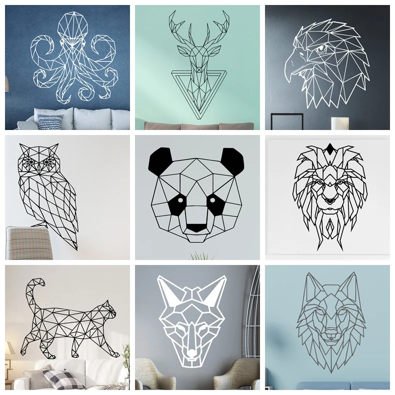 Creative Geometry Of The Animal Wall Art Sticker Modern Wall Decals For ...