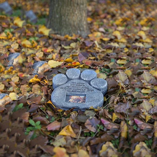 Memorial Tombstone for Pet Keepsake Gravestone Tomb Dog Cat Paw Print ...