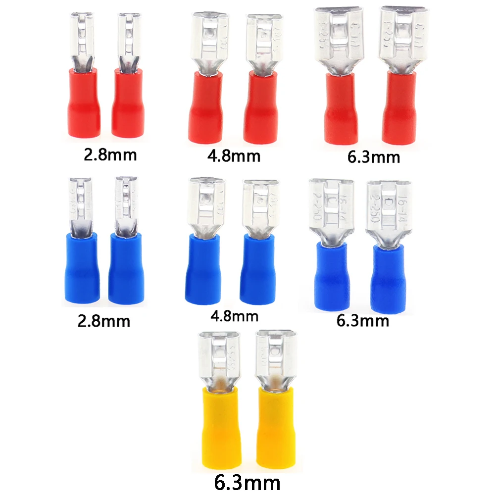 50Pcs-2-8mm-4-8mm-6-3mm-Insulated-Seal-Spade-Wire-Connector-Female ...