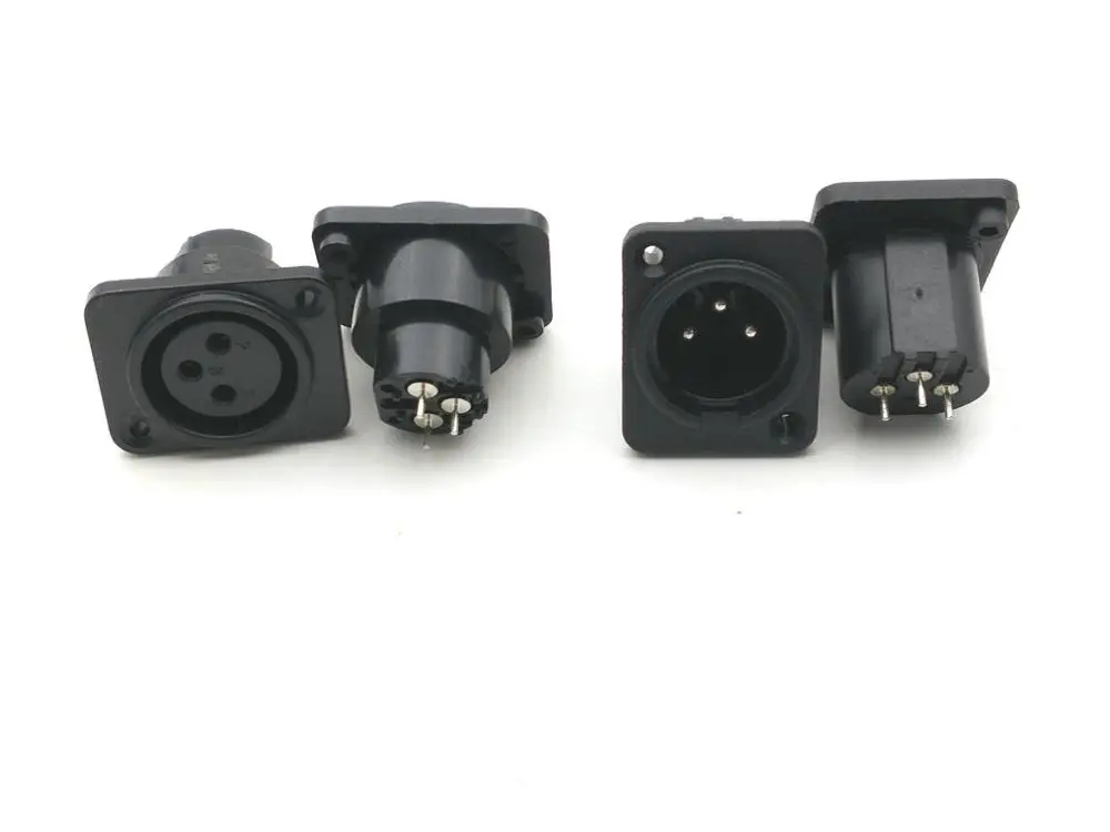 4pcs XLR 3 pin Panel Mount Male/ Female Chassis Socket Connector