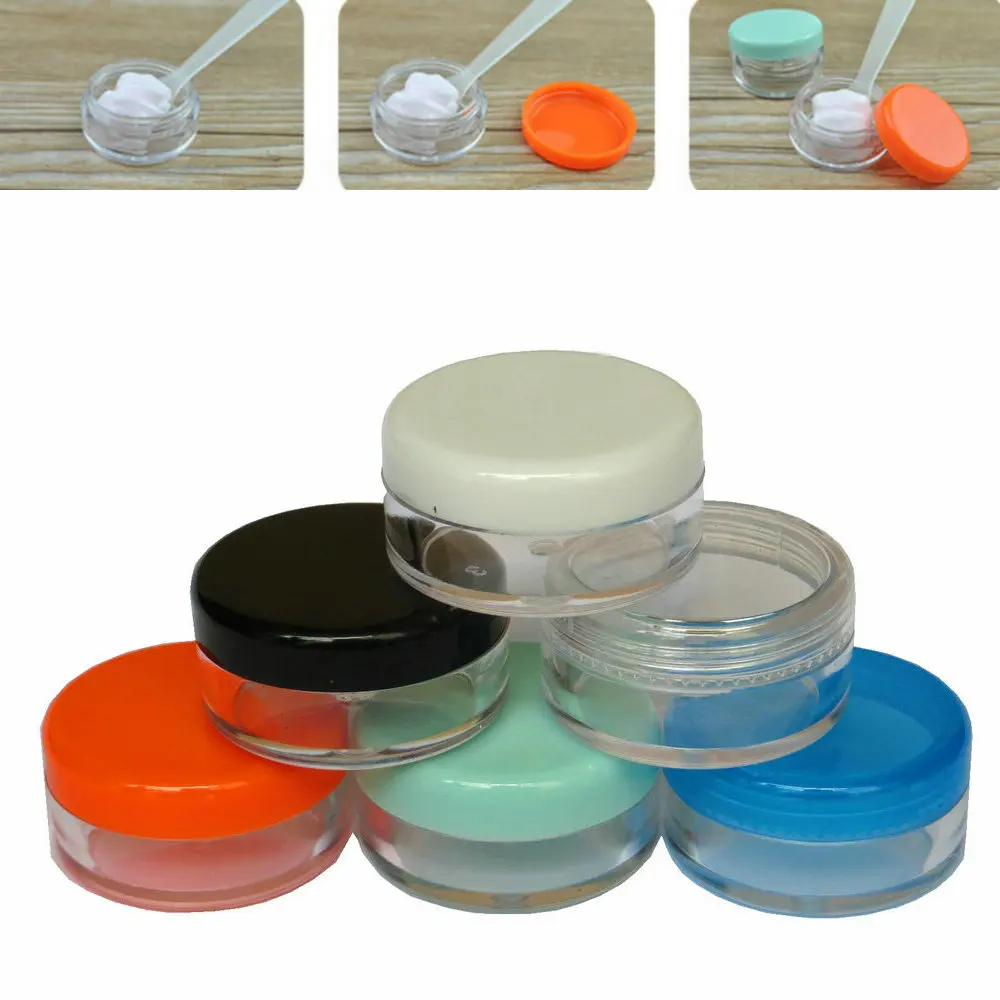 50Pcs 3g Small Cosmetic Sample Craft Plastic Container Jar Pot Coloured ...