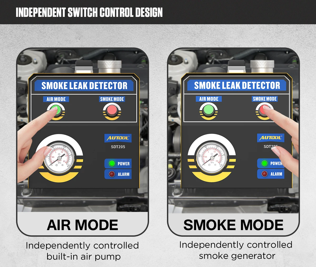 AUTOOL SDT205 Car Smoke Leak Detector Pipe Leak Locator Automotive EVAP System Smoke Leakage ...