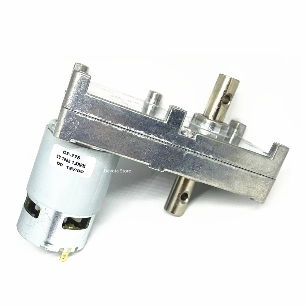 GF 775 Super Torque DC Gear Reducer Motor 6V 12V 24V Double Shaft CW ...