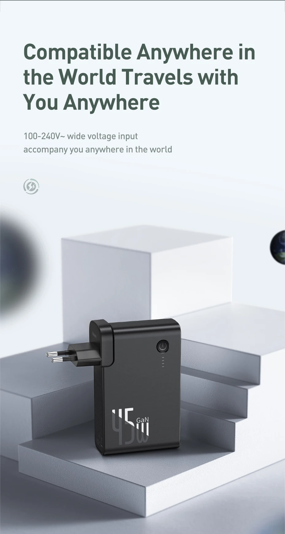 Baseus 45W 2 in 1 GaN PD Quick Charger & 10000mAh Power Bank