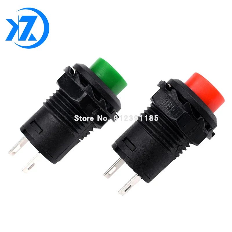 10PCS-Mini-Small-Round-Button-Red-Green-Self-locking-Push-button-Switch ...