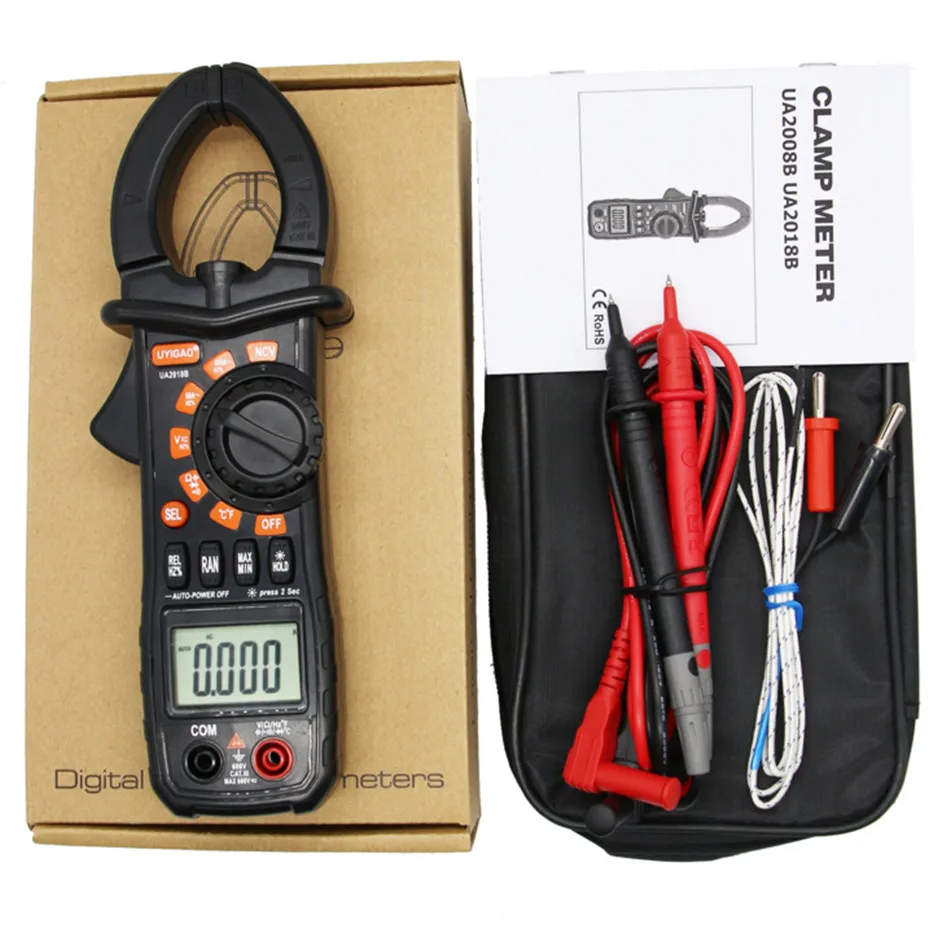 Ua2018b Ac Clamp Multimeter Handheld Digital Ammeter Electrician Meter ...