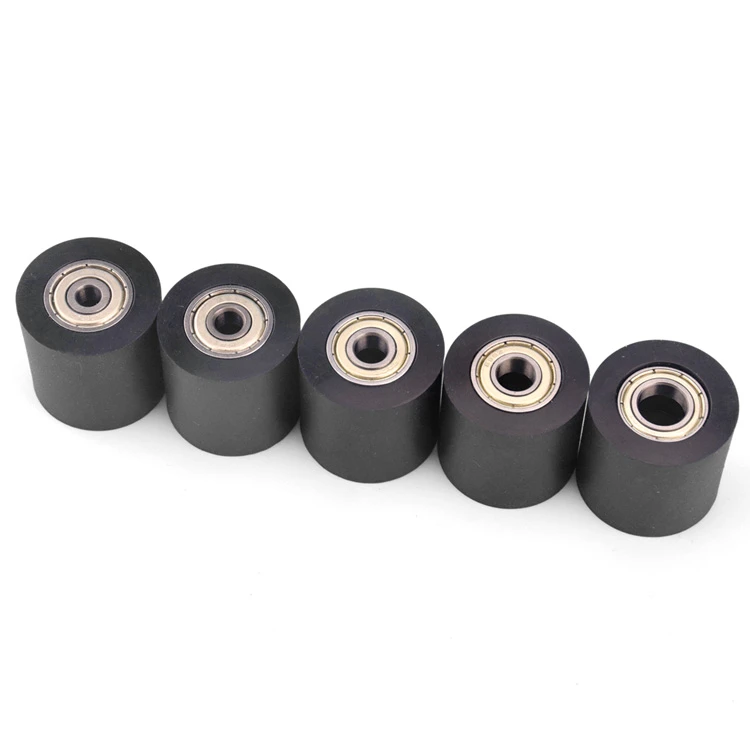 1pcs Black Pu Polyurethane Material Roller With Two Bearing Mute Flat ...