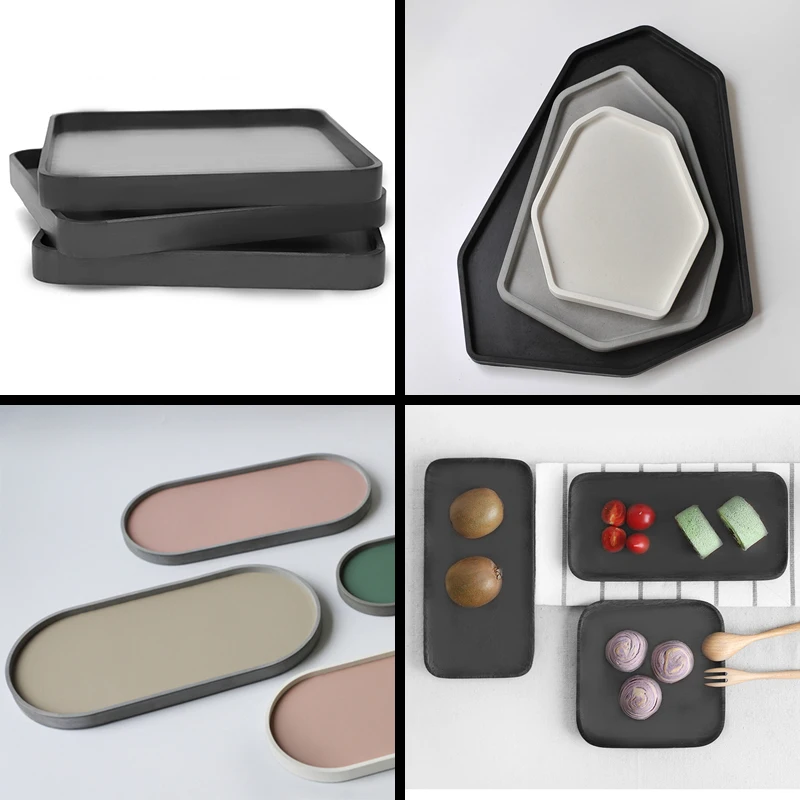 concrete-Plate-silicone-molds-cement-tray-moulds-candle-holder-molds ...