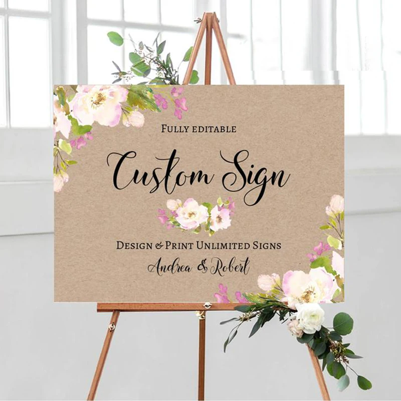 Create My Sign P001 Editable Wedding Sign Wedding Sign Template Digital ...