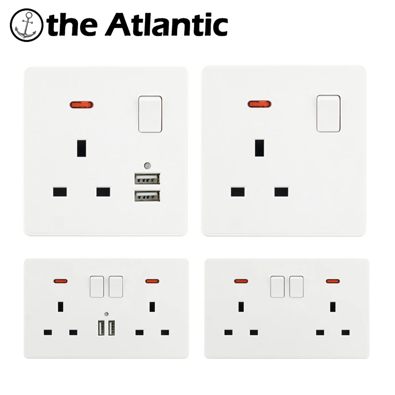 UK-Standard-Power-Socket-13A-Dual-USB-Ports-LED-Indicator-Single-Double ...
