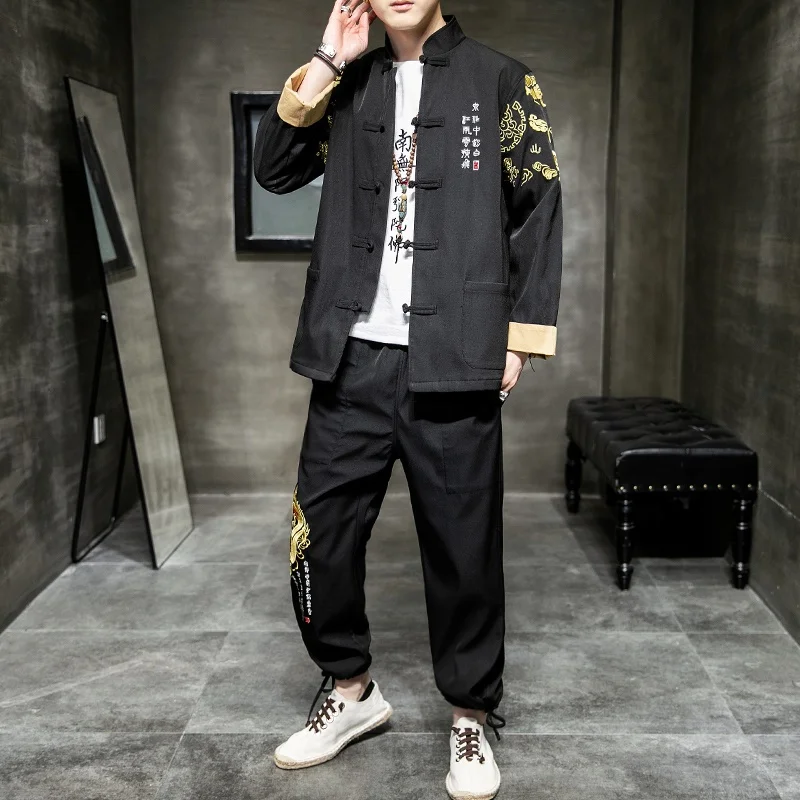 Male Clothes 2020 Embroidery Dragon Jacket Traditional Chinese Clothing ...