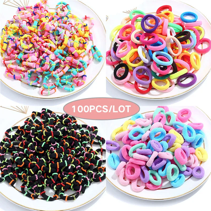 100-Pieces-pack-of-High-Elastic-Candy-Color-Small-Seamless-Hair-Tie ...