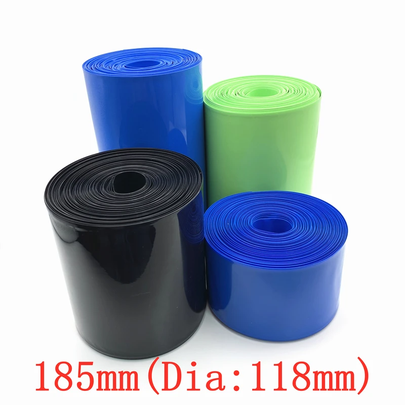 PVC Heat Shrink Tube 185mm Width Blue Multicolor Shrinkable Cable Sleeve Sheath Pack Cover for ...
