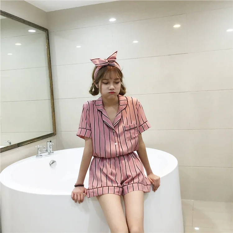 Летняя женская новая стильная Пижама с короткими рукавами в ...