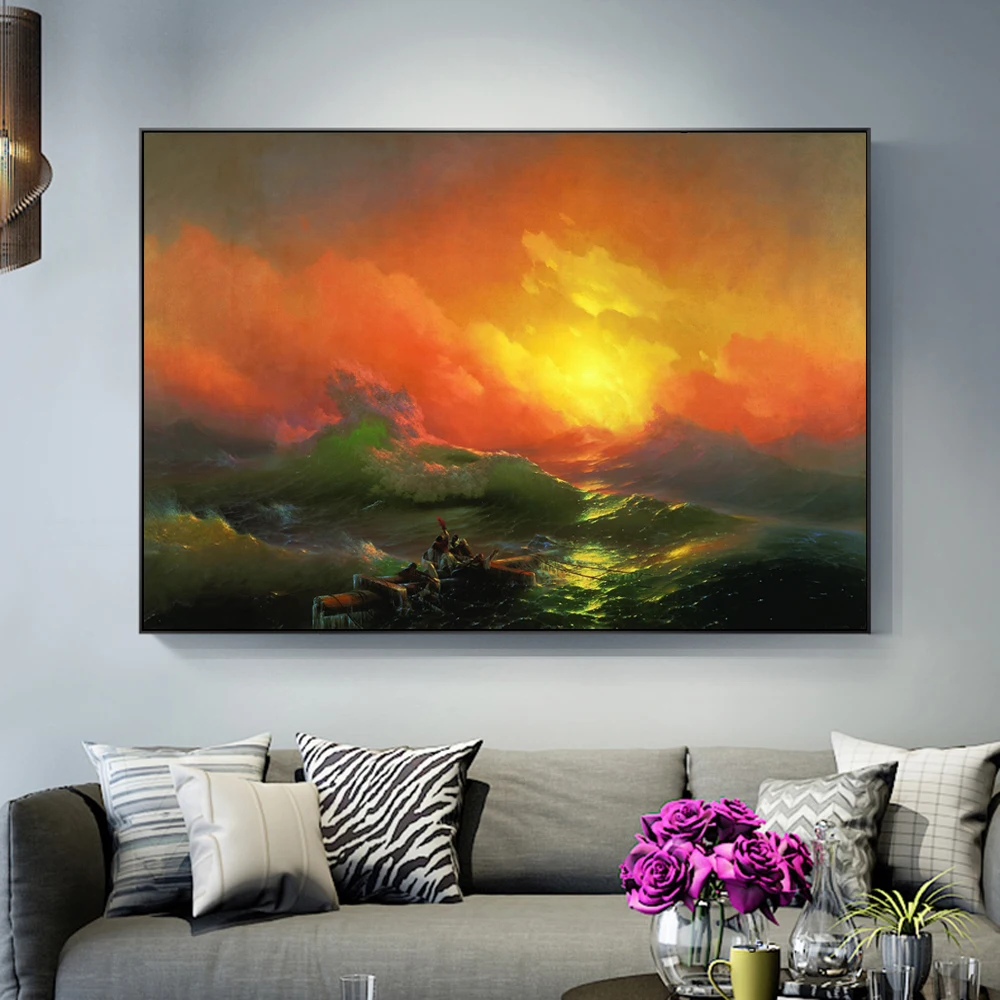 The Ninth Wave Painting by Ivan Aivazovsky Printed on Canvas ...