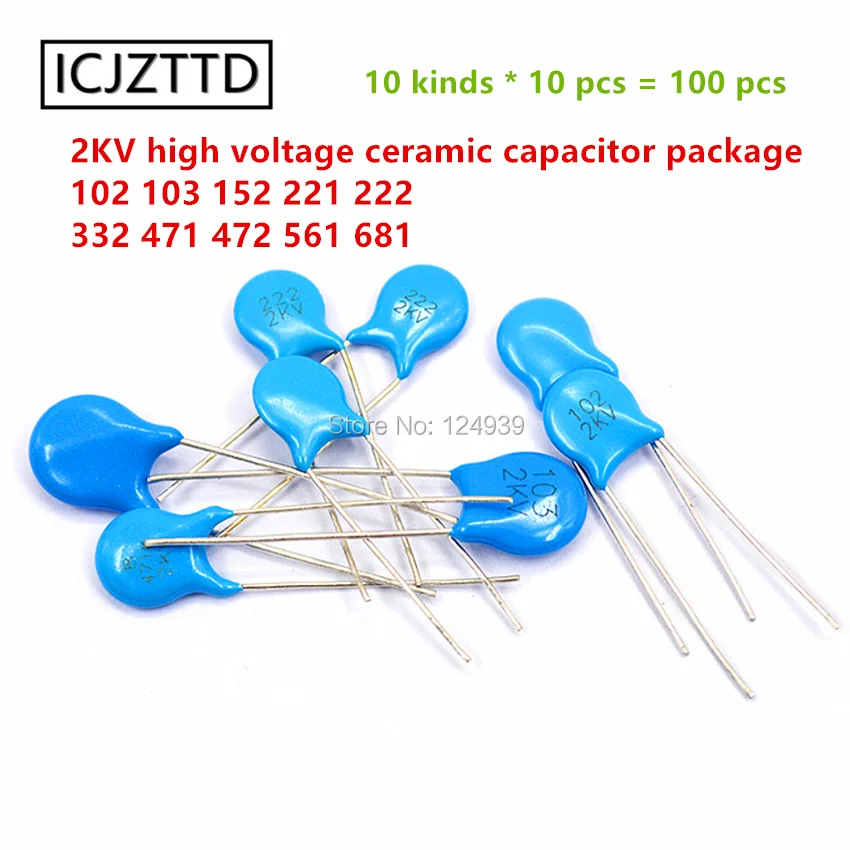 10kinds-each-10PCS-2000V-2KV-high-voltage-ceramic-capacitor-Common ...
