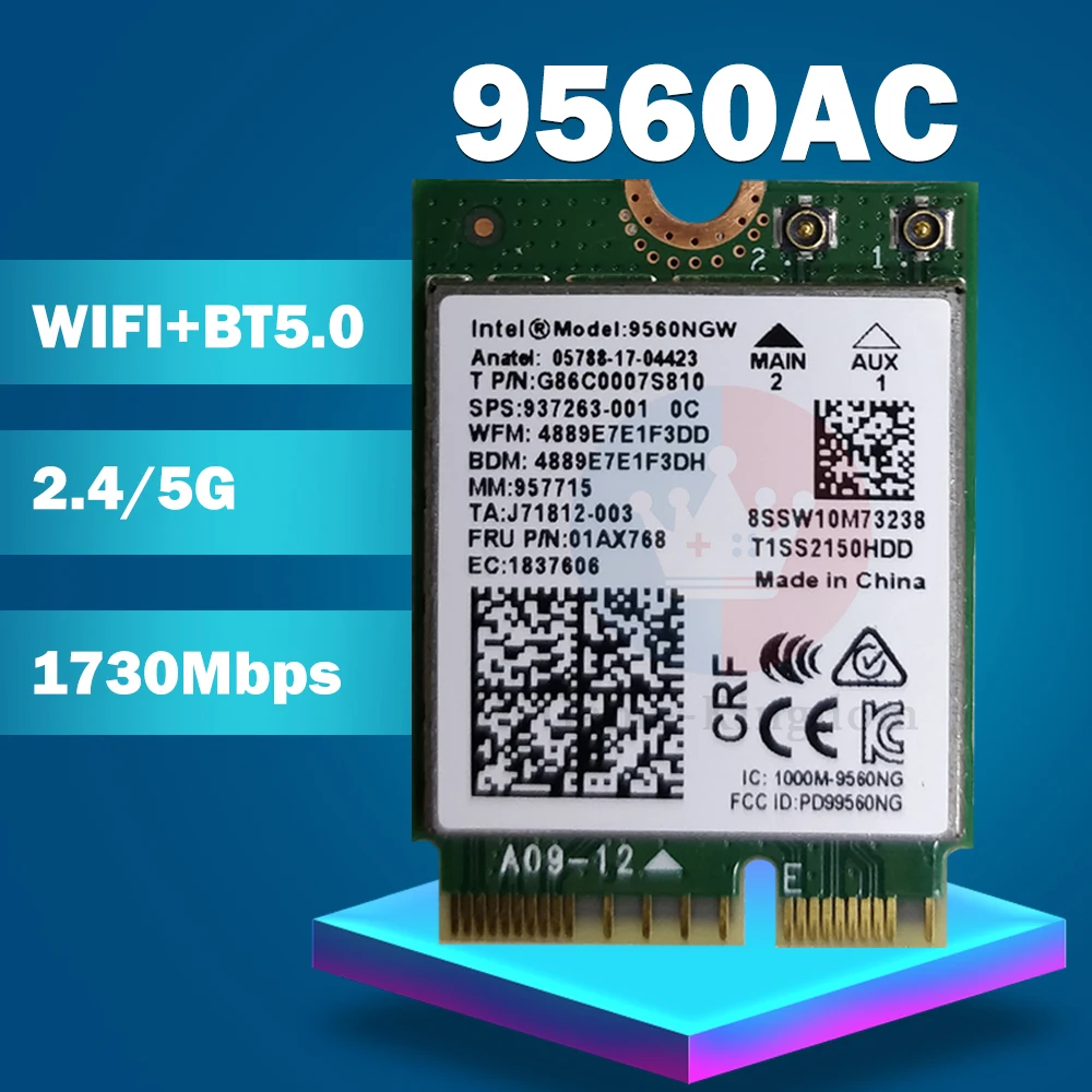 Wifi Card For Intel Dual Band AC 9560 9560NGW 9560AC 0T0HRM 1.73Gbps ...