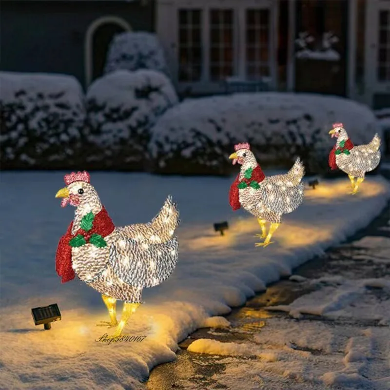 New-Light-Up-Chicken-with-Scarf-Solar-Lights-Garden-Decoration-Led ...