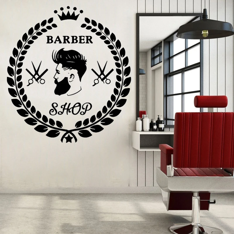 Barber Shop Wall Sticker Barbershop Decal Hair Salon Window Decoration ...