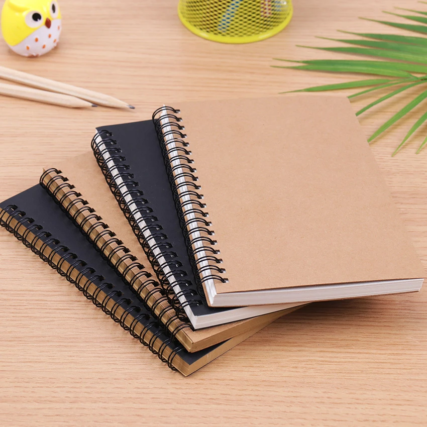 Retro Spiral Coil Sketchbook Kraft Paper Notebook Sketch Painting Diary ...
