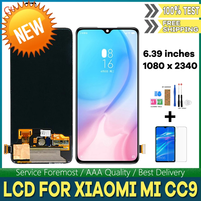 100% Original 6.39 ''LCD Für Xiaomi CC9 Screen Display + Touch Panel Digitizer Ersatz Für Xiaomi ...